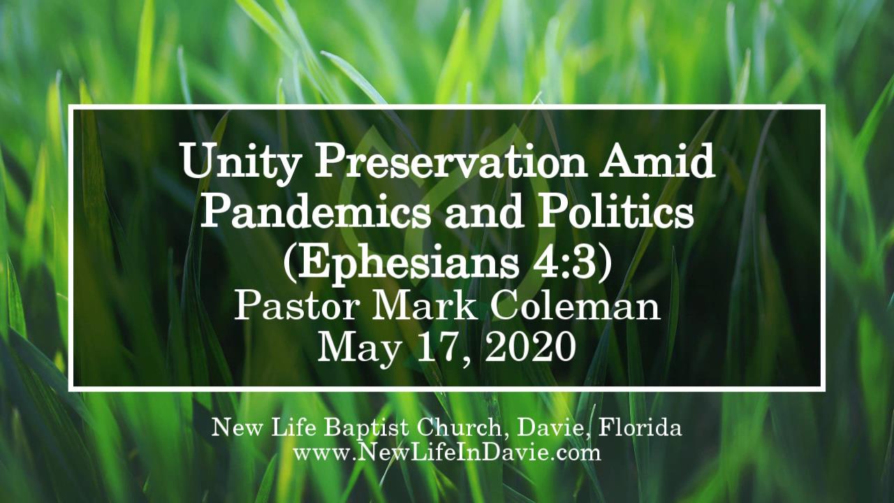 Unity Preservation Amid Pandemics and Politics (Ephesians 4:3) – New ...